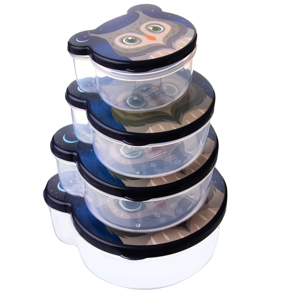 Plastový svačinový box s víčkem SOVA 4 ks, různé rozměry | Orion ...