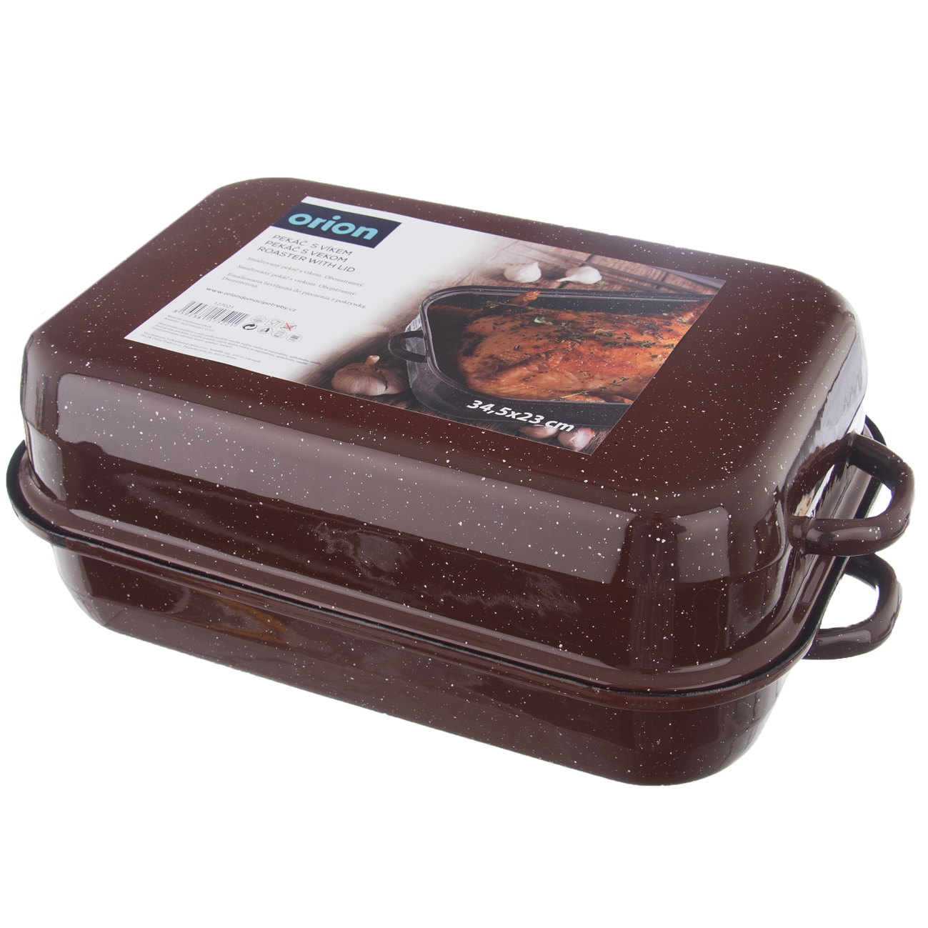 Smaltovaný pekáč s víkem BROWN 34,5x23 cm | Orion - tvoříme vaši domácnost